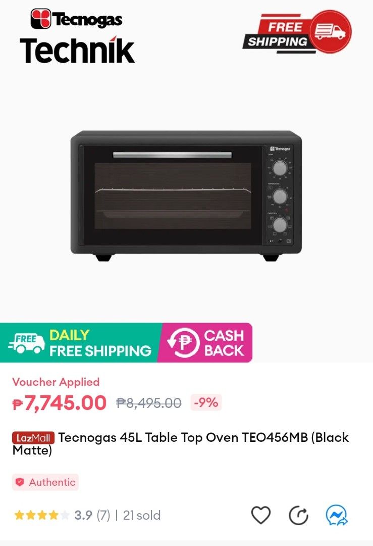 Technogas Table Top Oven, TV & Home Appliances, Kitchen Appliances ...
