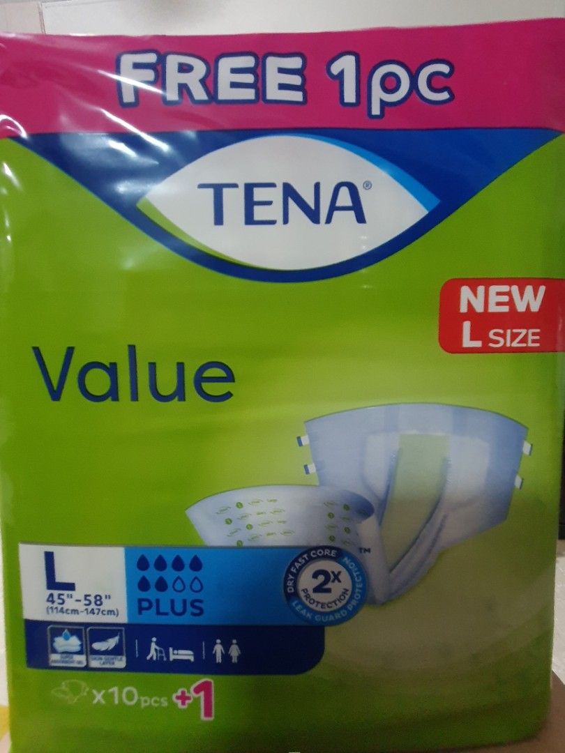 Tena Adult Diapers Size L (10+1pc per pack), Health & Nutrition, Assistive & Rehabilatory Aids ...