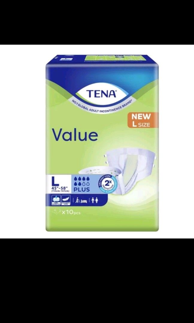 TENA Value Adult Diapers Plus L, Health & Nutrition, Assistive & Rehabilatory Aids, Adult ...