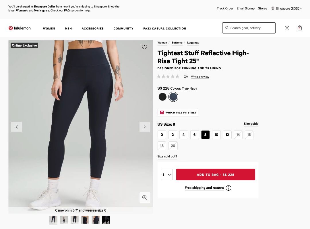 Tightest Stuff Reflective High-Rise Tight 25" True Navy, Women's ...