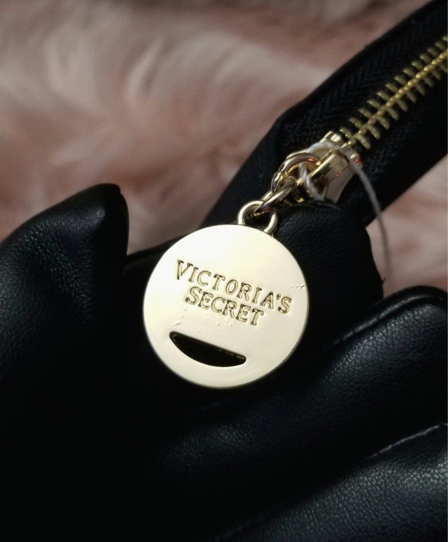 Victoria’s Secret VS Logo Black Gamuza Long Wallet, Women's Fashion ...