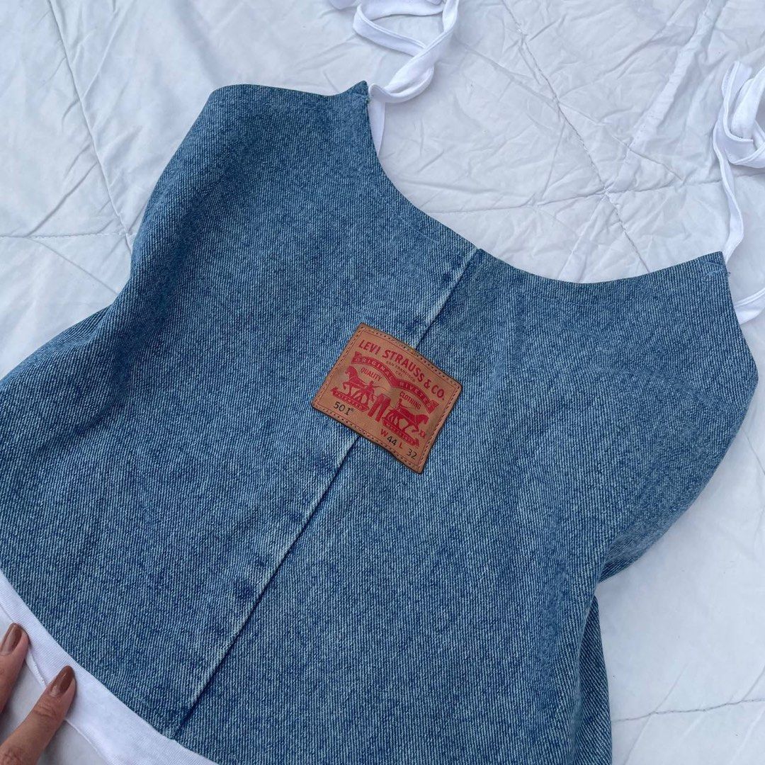 vintage y2k denim reworked top, Women's Fashion, Tops, Other Tops on ...