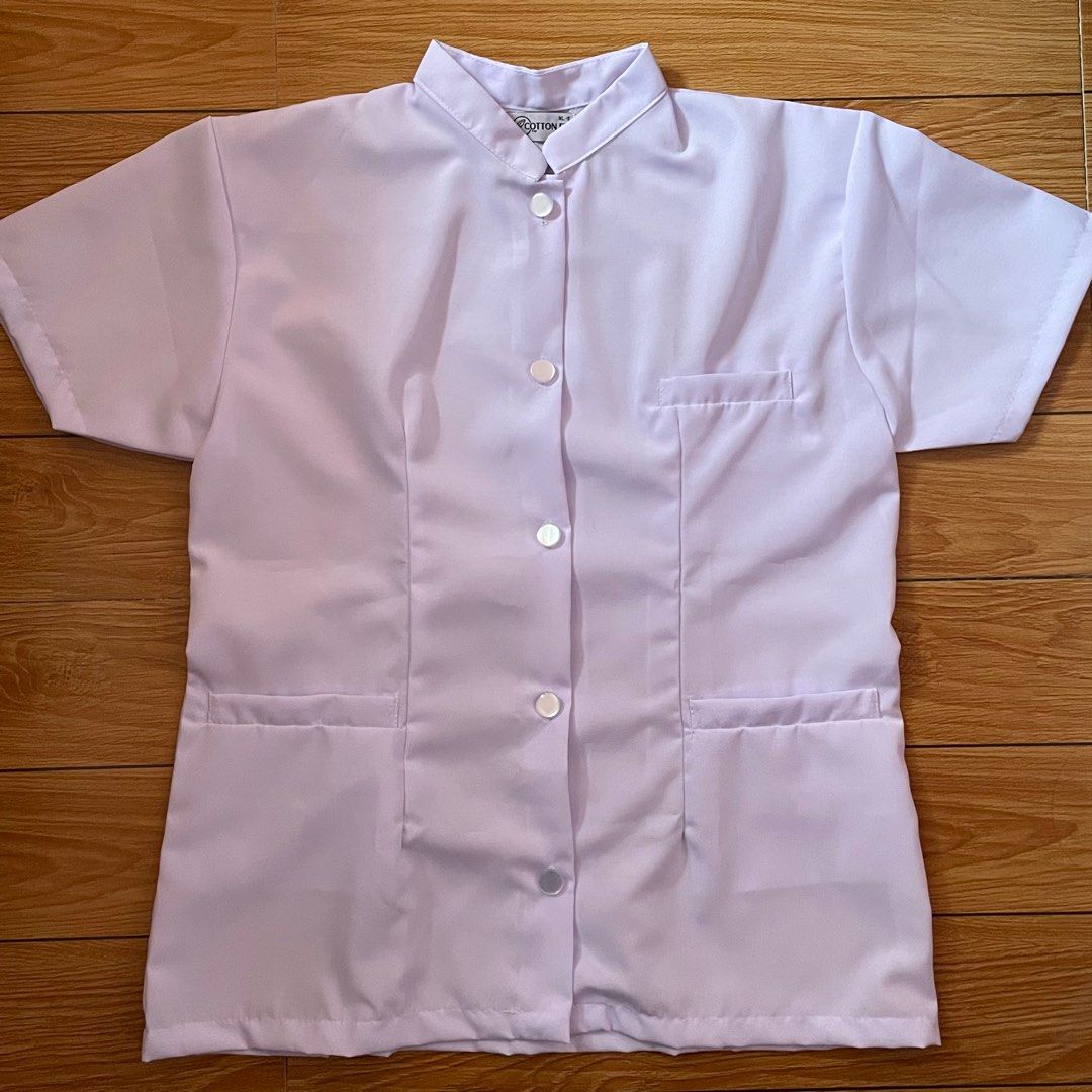 White Chinese Collar Uniform Blouse, Women's Fashion, Tops, Others Tops ...