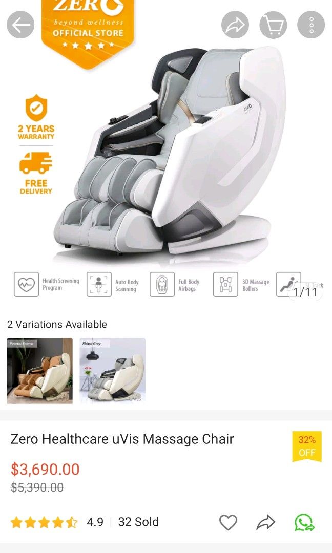 Zero Massage Chair - UVIs Model, Health & Nutrition, Massage Devices on ...