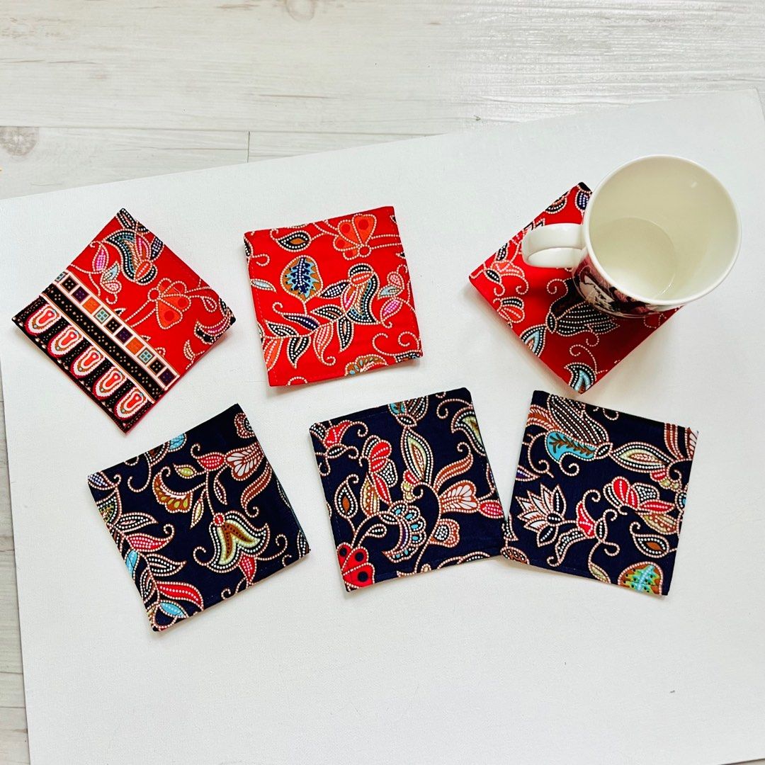 Batik Fabric Coasters Handmade in Singapore, Furniture & Home Living ...