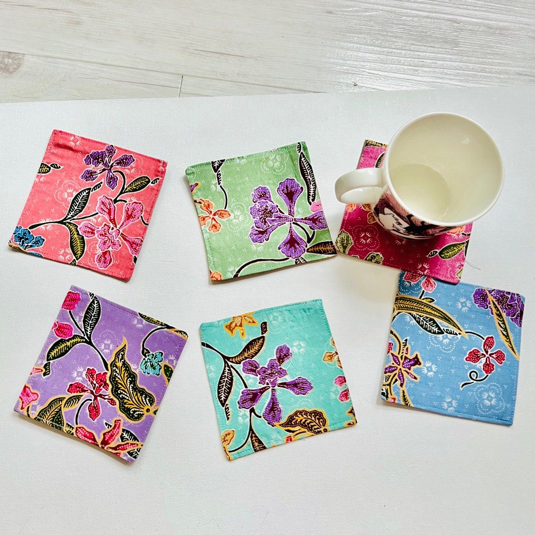 Batik Fabric Coasters Handmade in Singapore, Furniture & Home Living ...