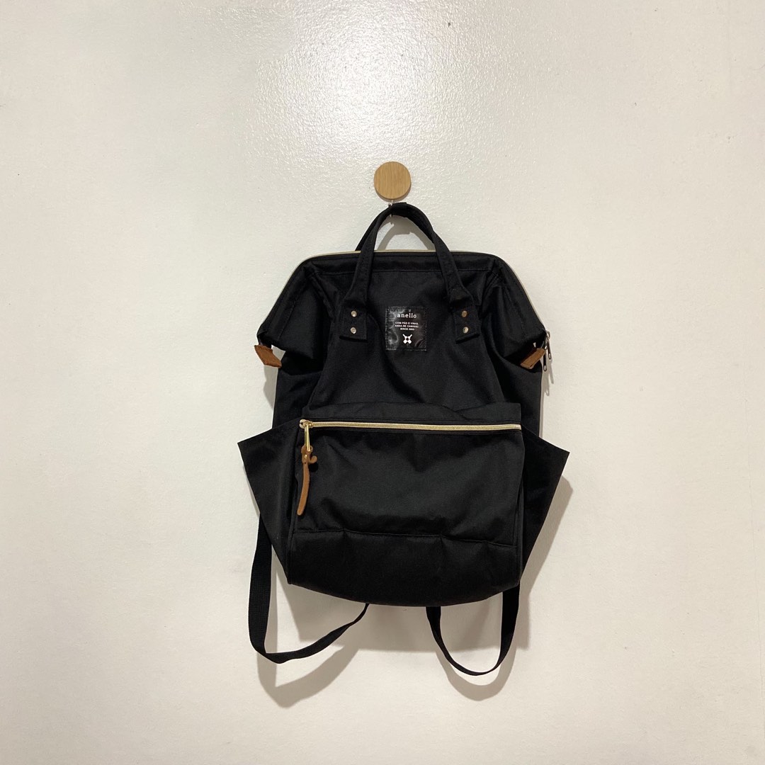 Black Anello Large Backpack, Women's Fashion, Bags & Wallets, Backpacks ...