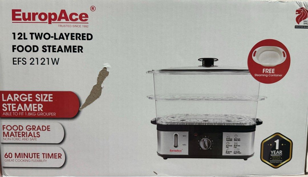 *Brand New* Europace 12L Two Tier Food Steamer, TV & Home Appliances ...