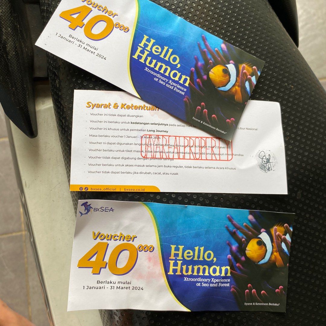 Bxsea voucher 40rb tikey bx sea bintaro, Tiket & Voucher, Kartu Hadiah ...