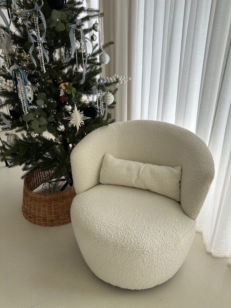 Castlery Amber Boucle Swivel Chair, Furniture & Home Living, Furniture ...