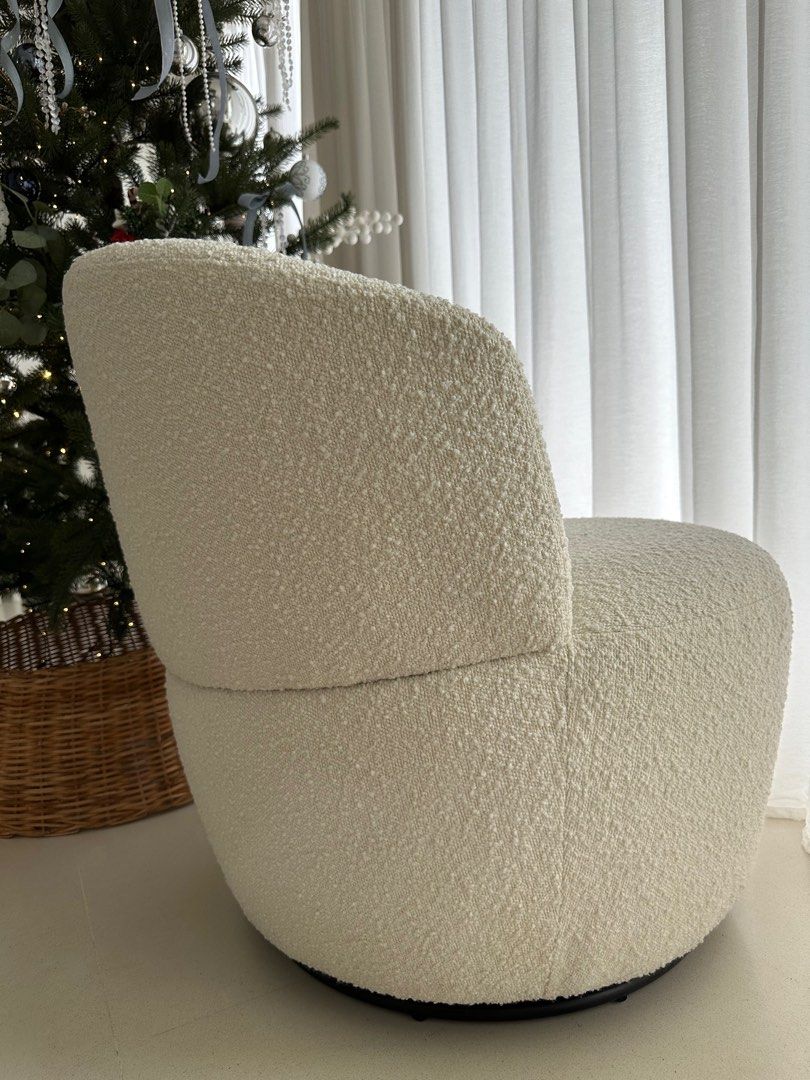 Castlery Amber Boucle Swivel Chair, Furniture & Home Living, Furniture ...
