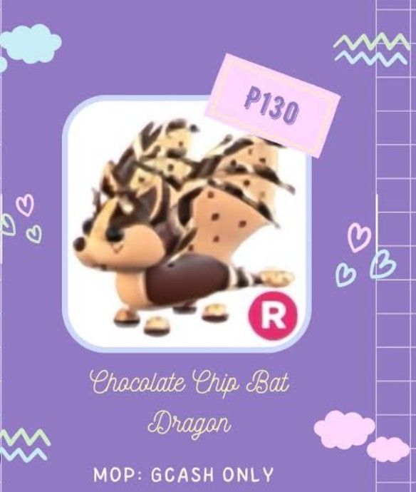 Chocolate Chip Bat Dragon | Adopt Me Pet, Video Gaming, Video Games ...