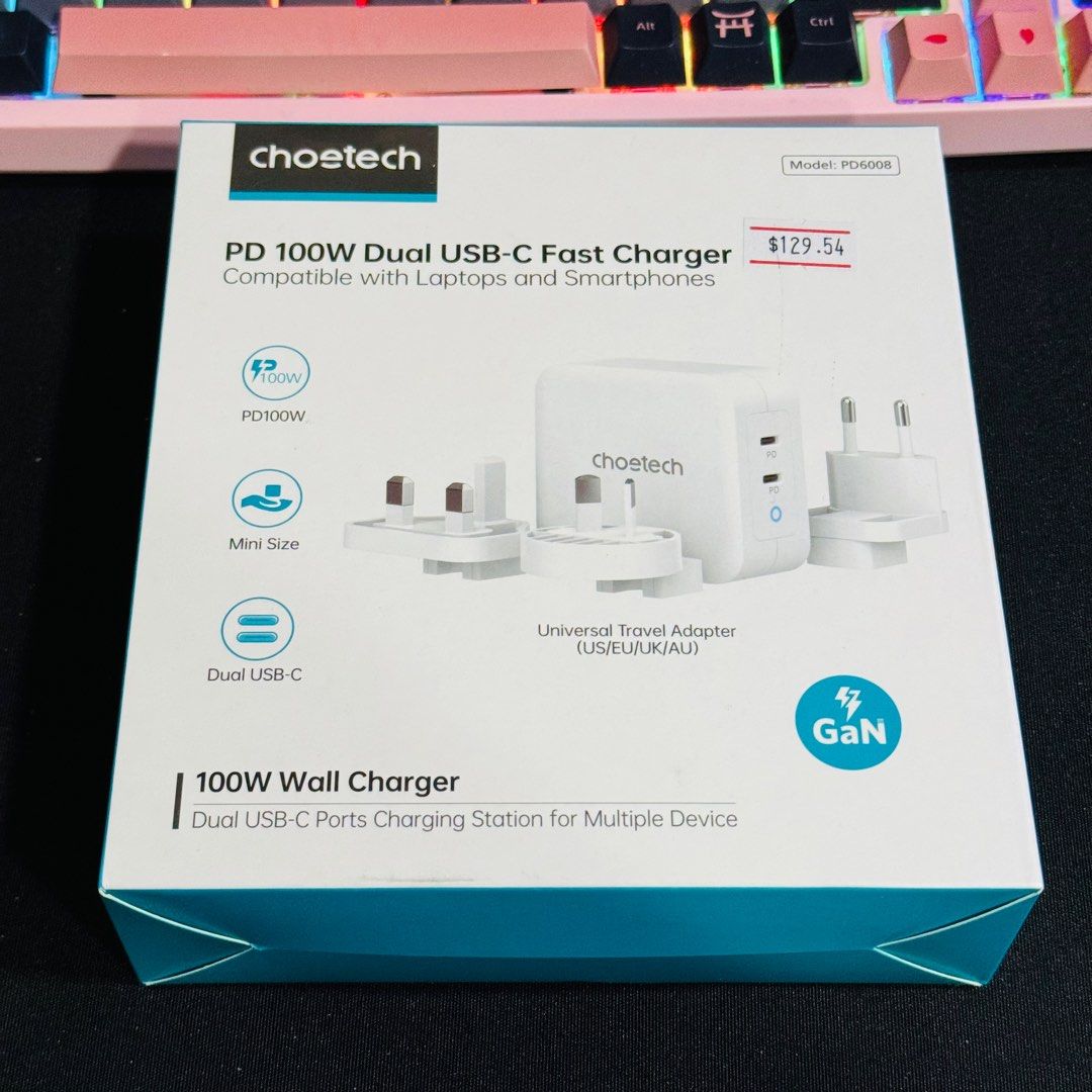 Choetech PD 100W Dual USB-C Fast Wall Charger, Mobile Phones & Gadgets, Mobile & Gadget ...