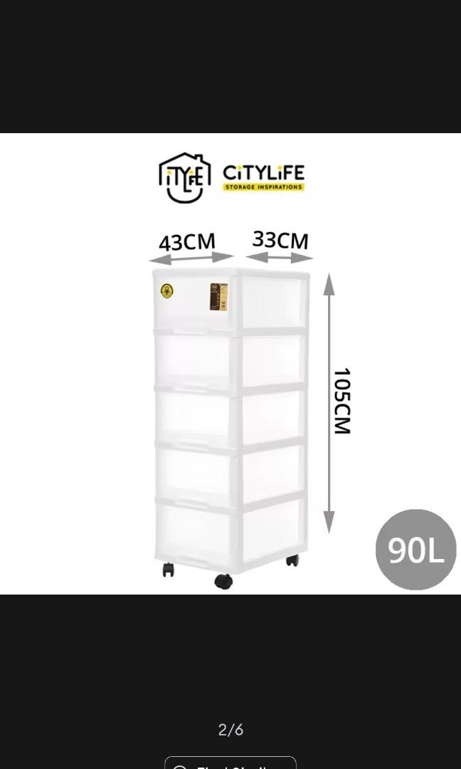 Citylife 90L 5 Tier Drawers Multi-Purpose Comfort Cabinet With Wheels G-5022, Furniture & Home ...