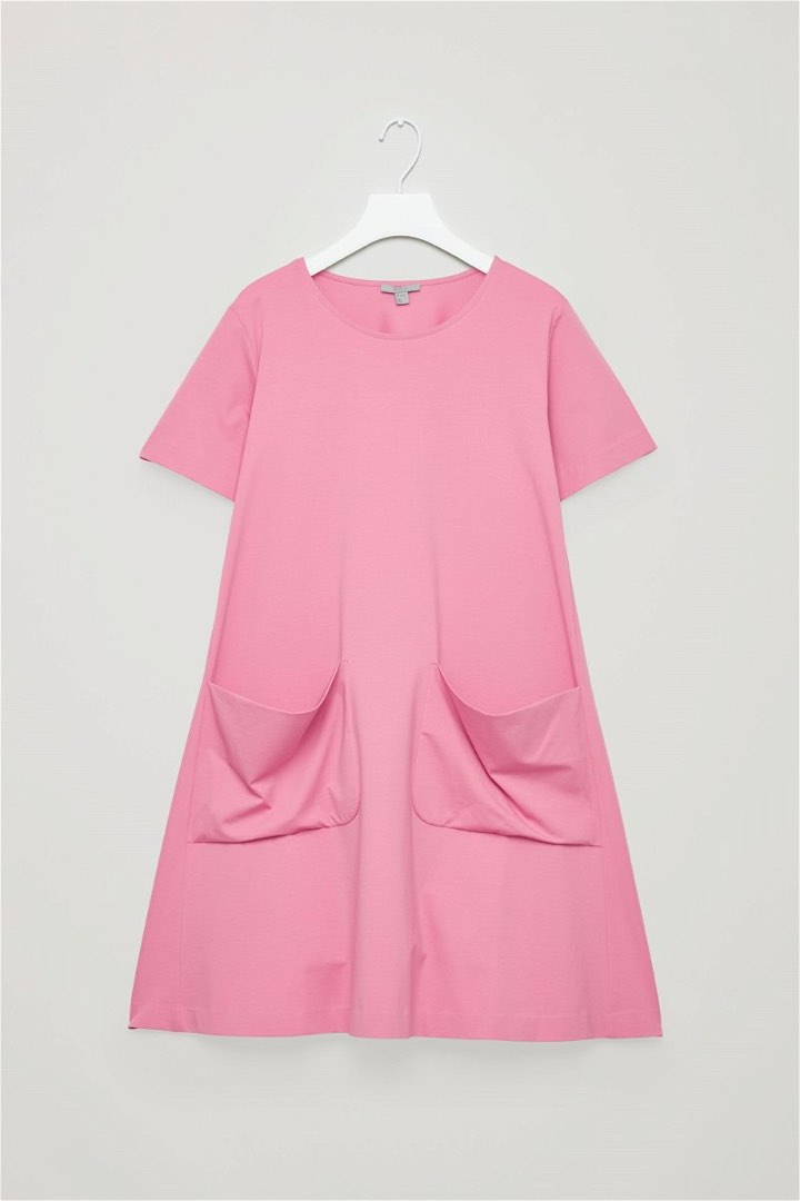 COS pink jersey dress with pockets, Women's Fashion, Dresses & Sets ...