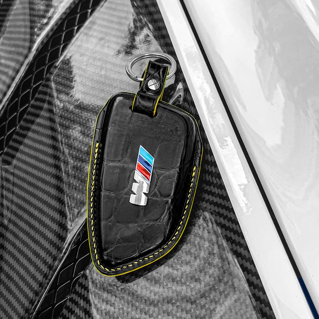 Custom Car Key Covers for BMW in Black Crocodile Leather, Car ...