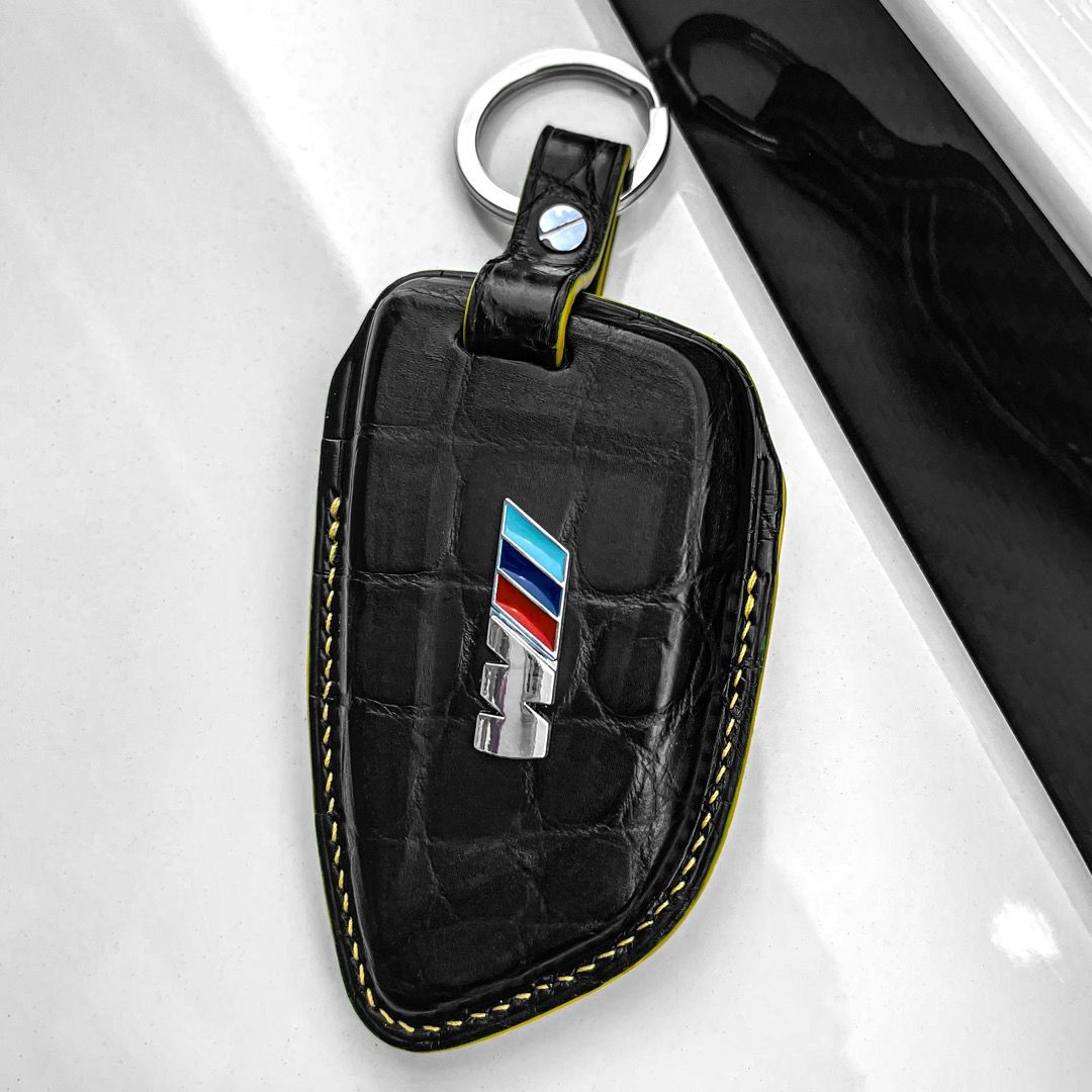 Custom Car Key Covers for BMW in Black Crocodile Leather, Car ...