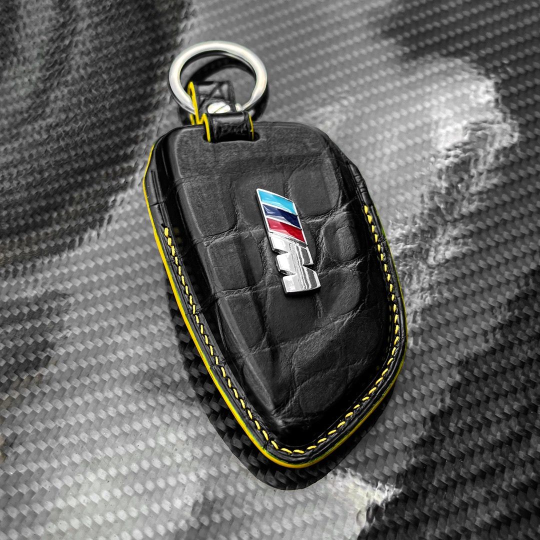 Custom Car Key Covers for BMW in Black Crocodile Leather, Car ...