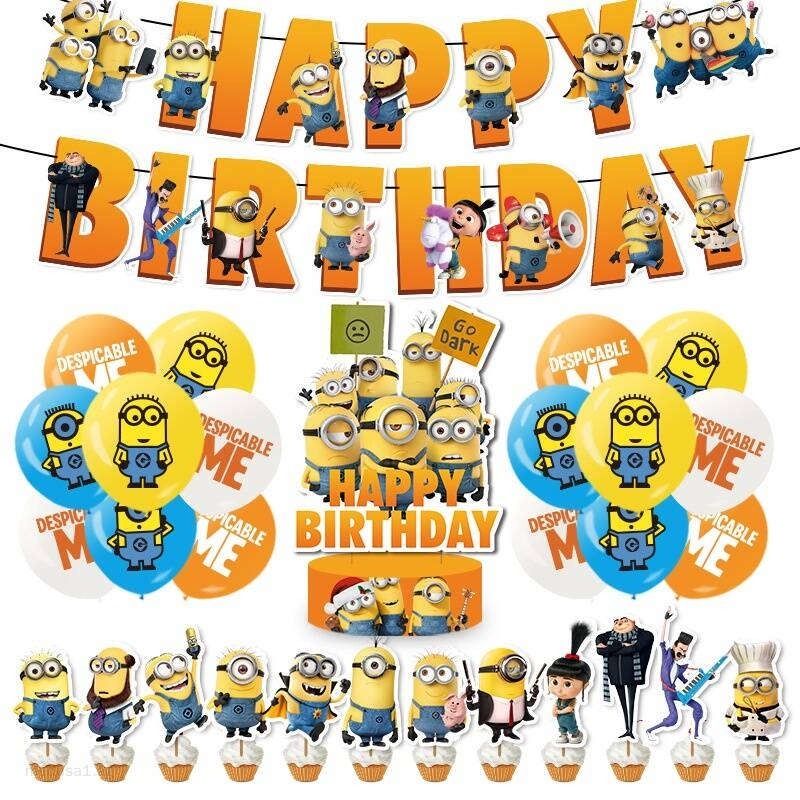 Despicable Me Minions Birthday Theme: HBD Banner, Cake Toppers and ...