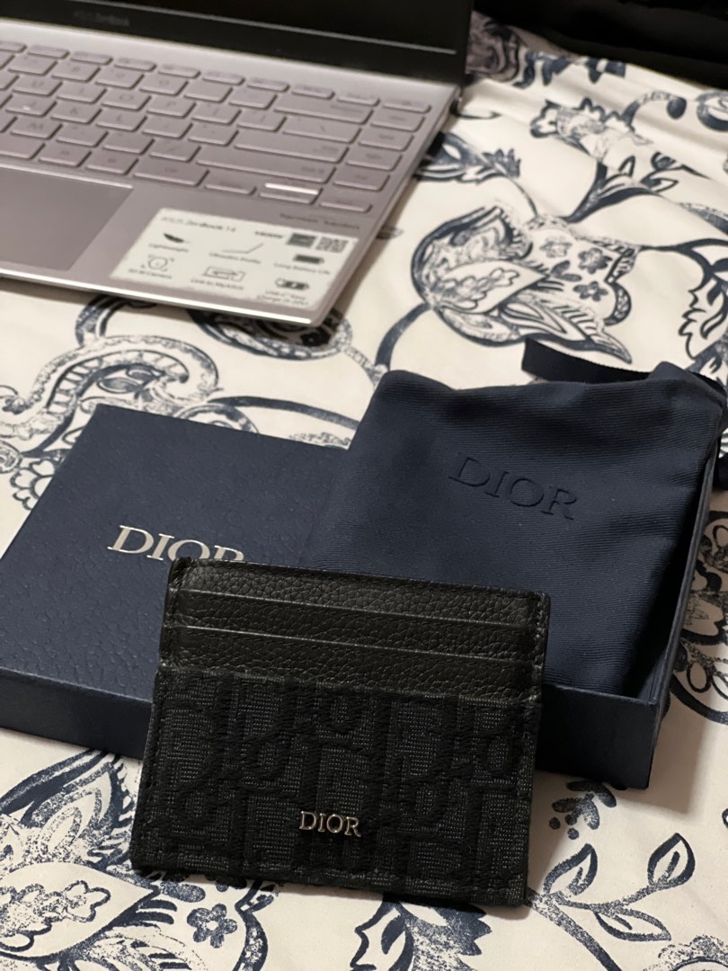 Dior card holder Oblique Jacquard, Luxury, Bags & Wallets on Carousell