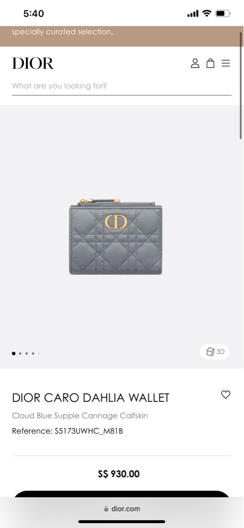 Dior Caro Dahlia Wallet, Luxury, Bags & Wallets on Carousell