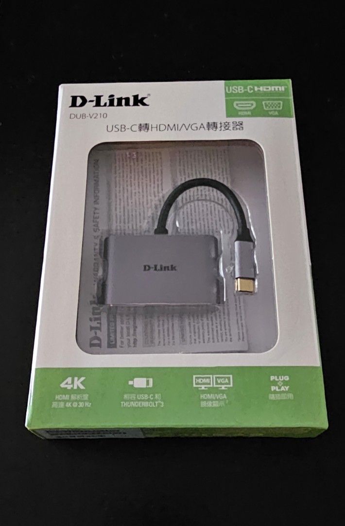 D-Link DUB-V210 USB-C 轉HDMI/VGA, 電腦＆科技, 電腦周邊及配件, 電腦線、轉接線及轉換器 - Carousell