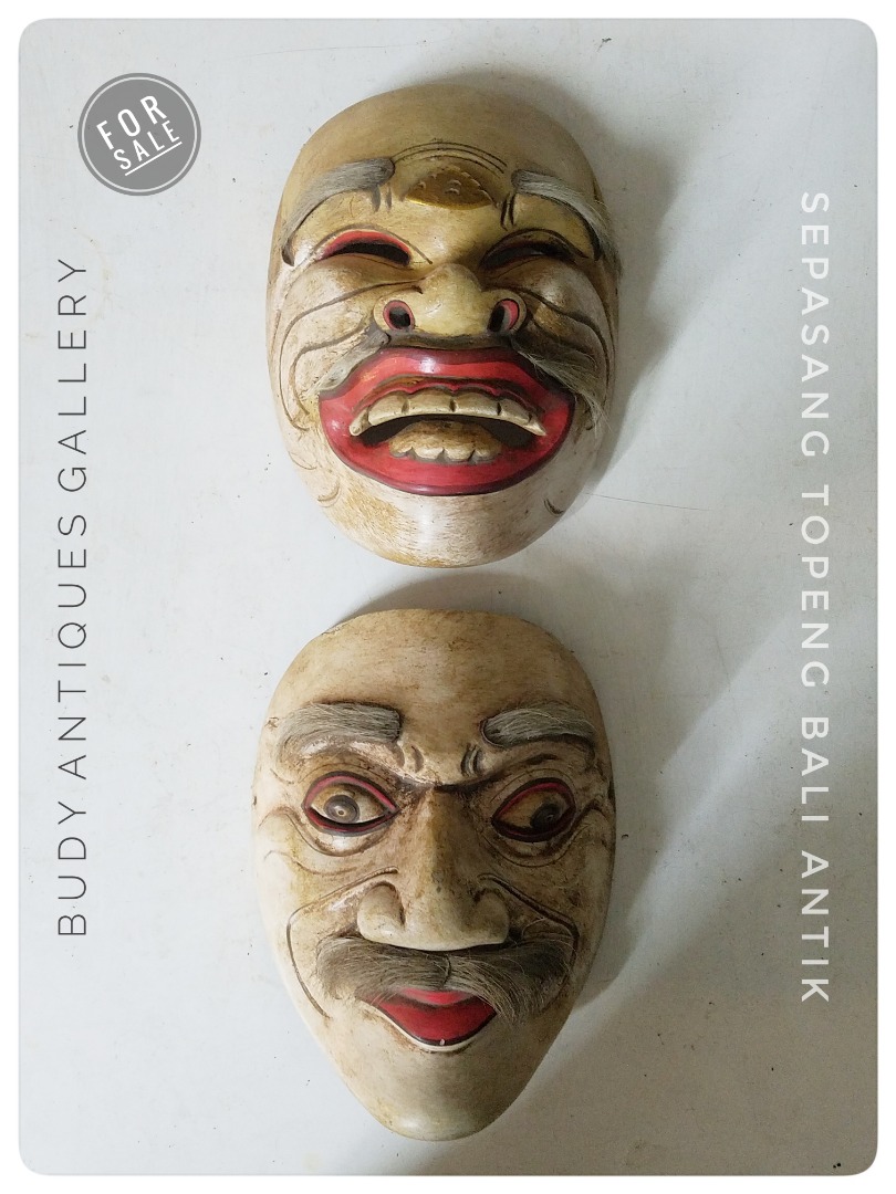 Dua Set Topeng Bali Kuno Ukir Alusan, Perabotan Rumah di Carousell