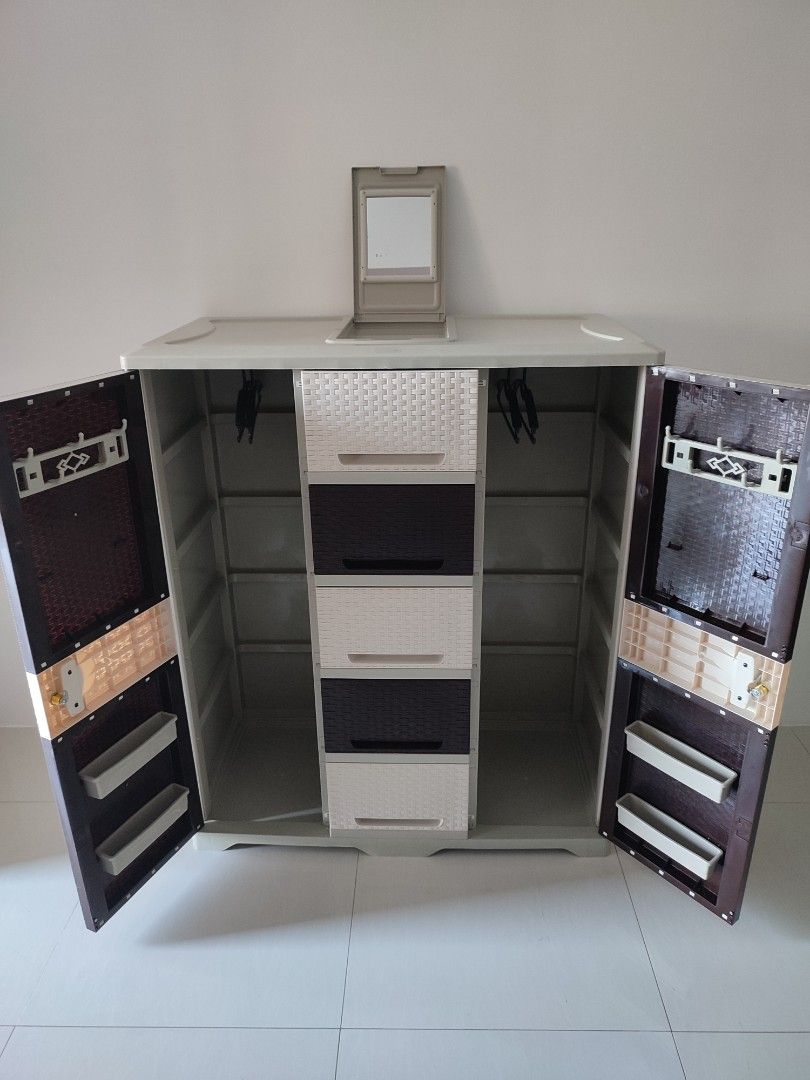 Dual Door Rattan Cabinet, Furniture & Home Living, Furniture, Shelves ...