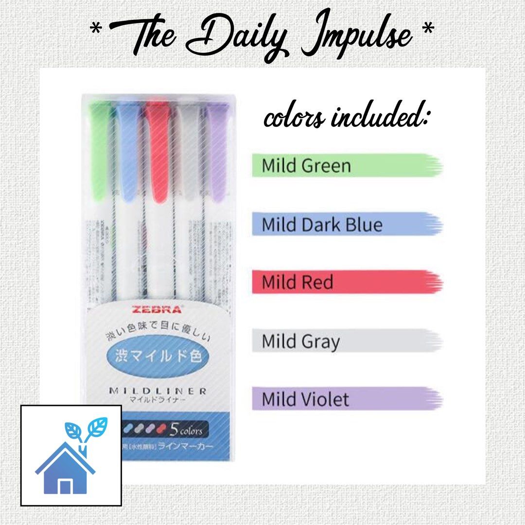 Dual Tip Zebra Mildliner Higlighters (Blue Variant), Hobbies & Toys ...