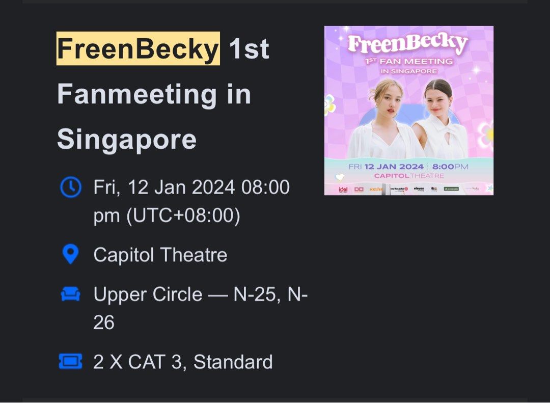 FreenBecky 1st Fanmeeting in Singapore, Tickets & Vouchers, Event ...