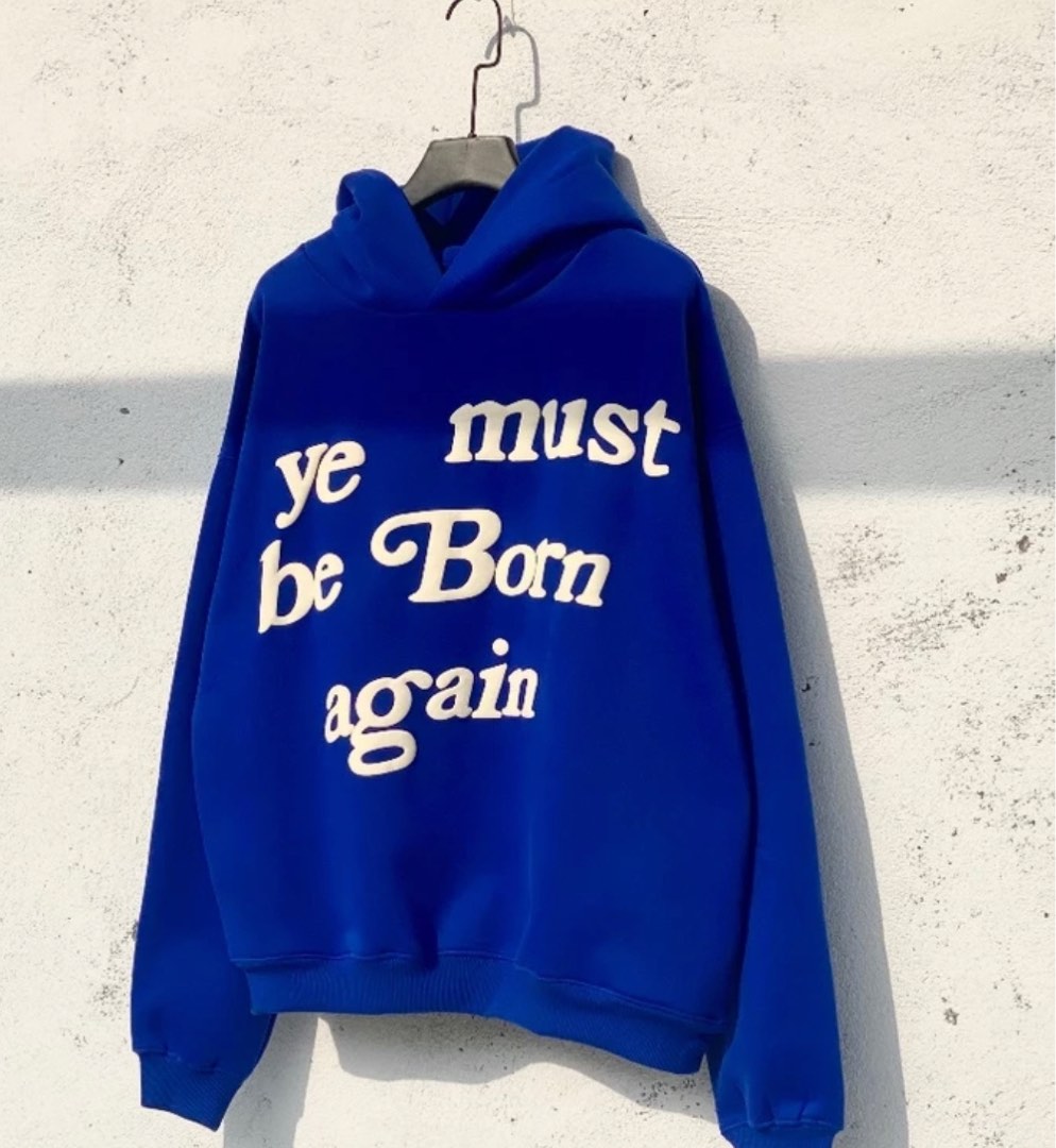 HOODIE ROYAL BLUE - KANYE MERCH - YE MUST BE BORN AGAIN, Men's Fashion ...