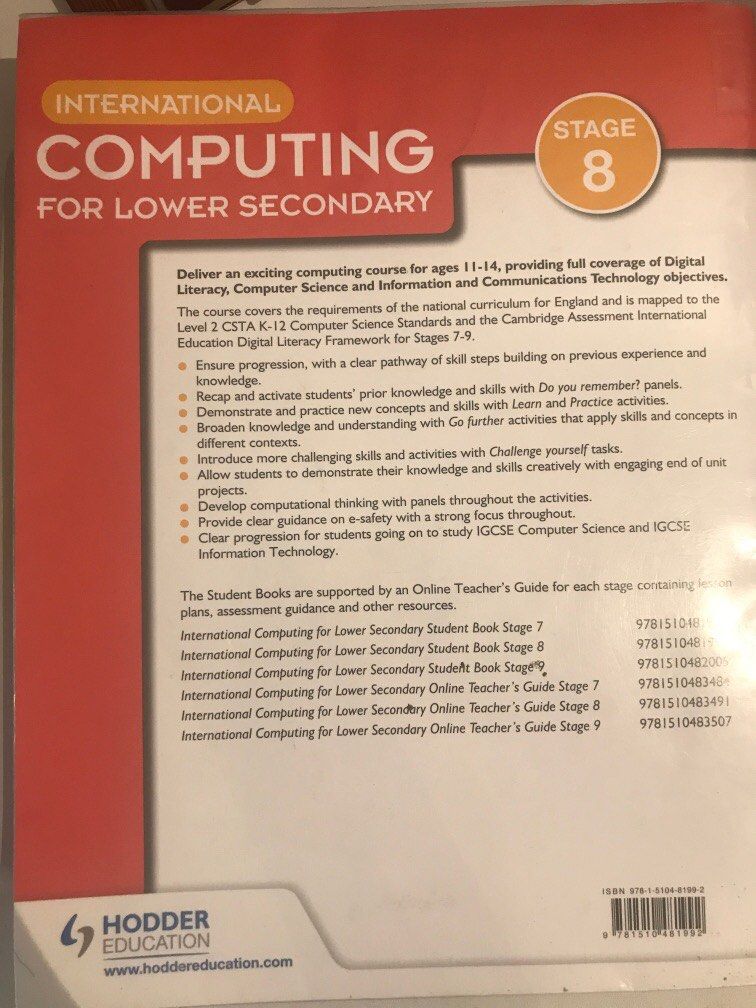 IGCSE computing for lower secondary stage 8 9781510481992, Hobbies & Toys, Books & Magazines ...