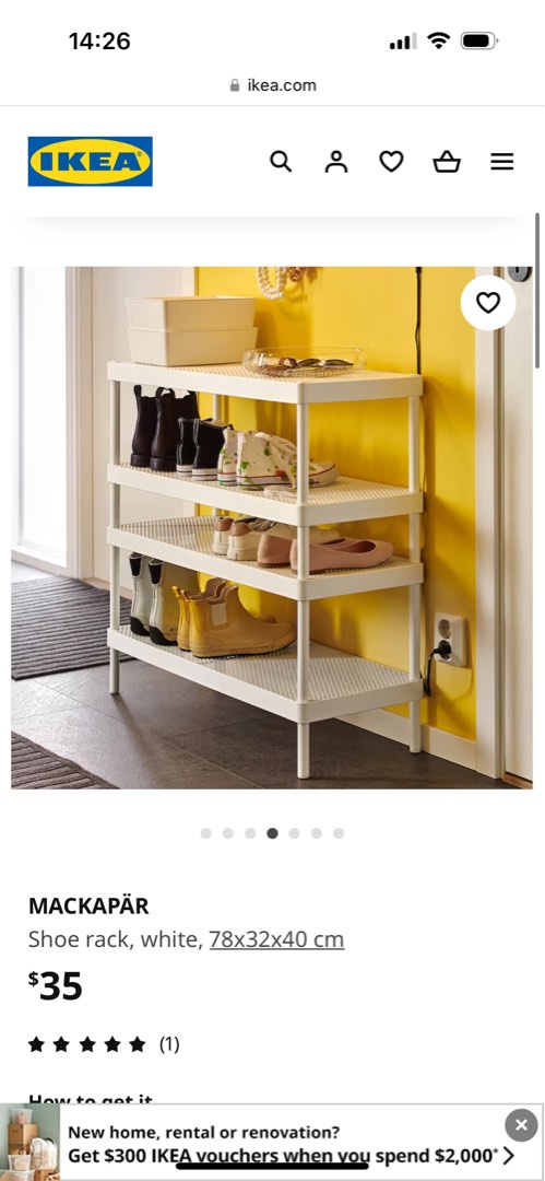 IKEA Shoe rack, White MACKAPAR, Furniture & Home Living, Furniture ...