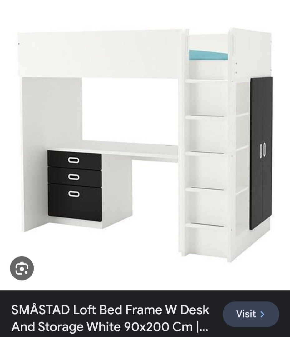 IKEA SMASTAD Loft bed (black) NO mattress, Furniture & Home Living, Furniture, Bed Frames ...