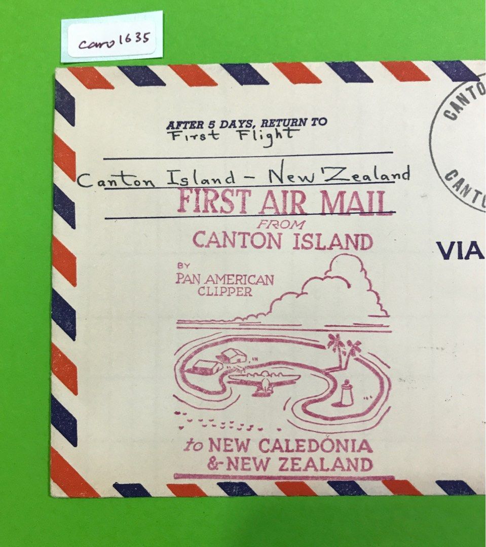 Jul 1940 first flight cover via Pan American Clipper, Canton Island to ...