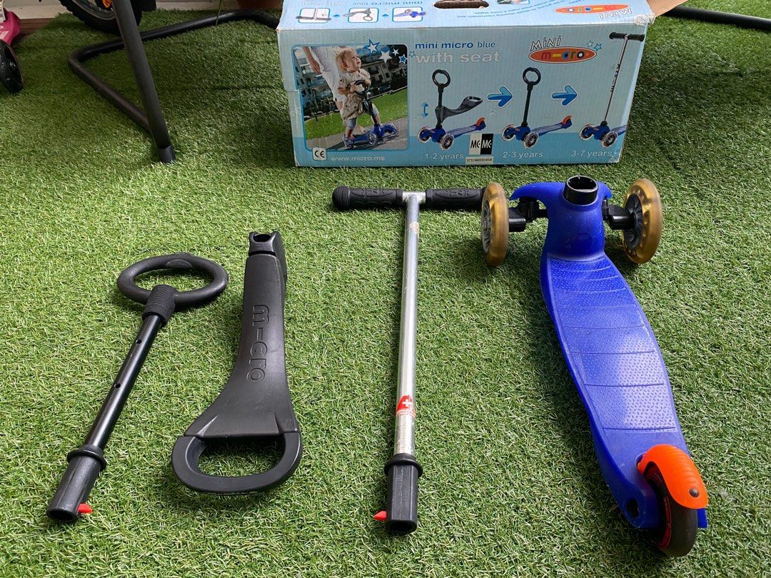 Kids Mini Micro Scooter with Seat and LED wheels, Sports Equipment ...