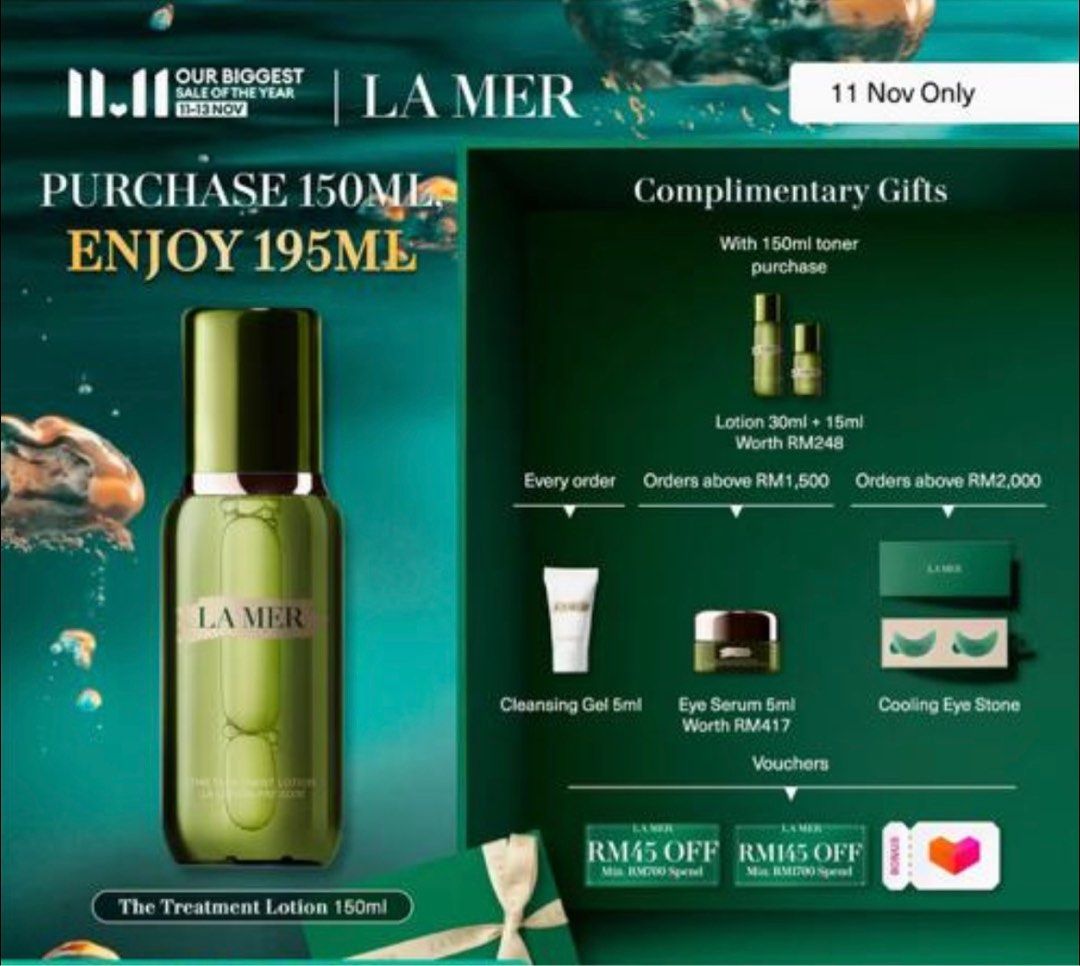 Lamer Treatment Lotion 150ml + 45 ml free, Beauty & Personal Care, Face ...