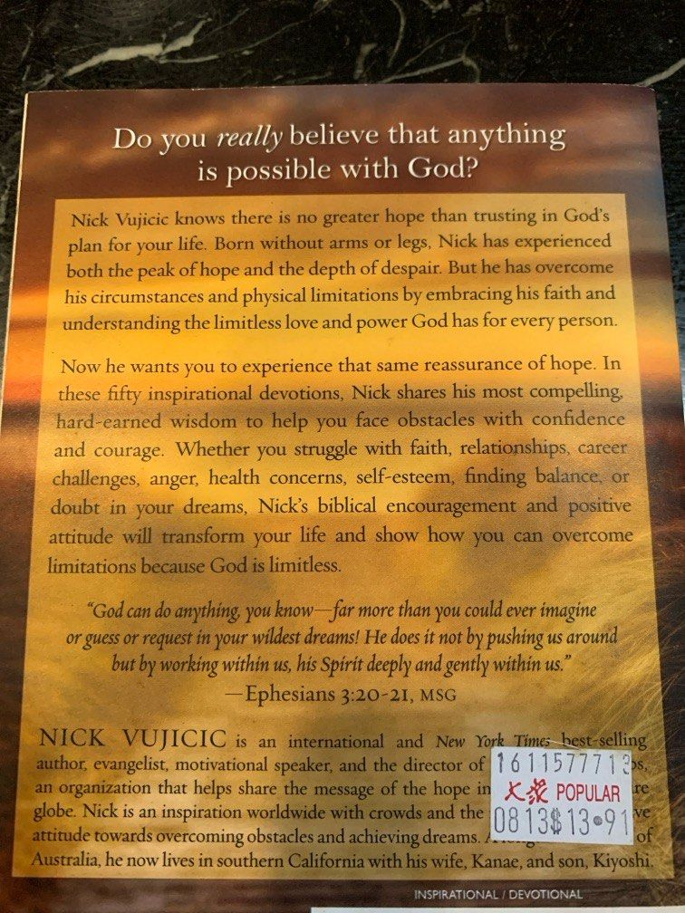 Limitless - Devotions for a Ridiculously Good Life by Nick Vujicic, Hobbies & Toys, Books ...
