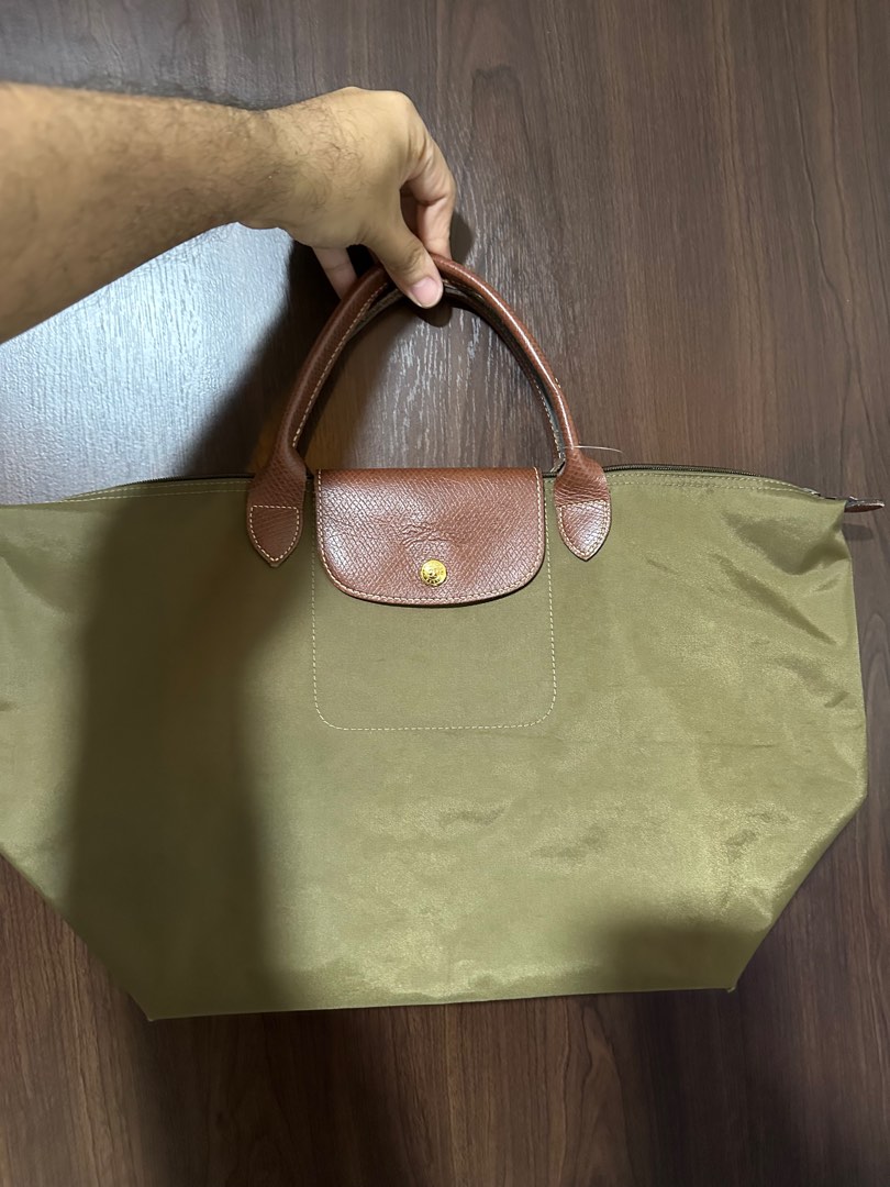 *Longchamp Le Pliage Medium Short Handle Tote Bag (Olive Green) - 28cm ...