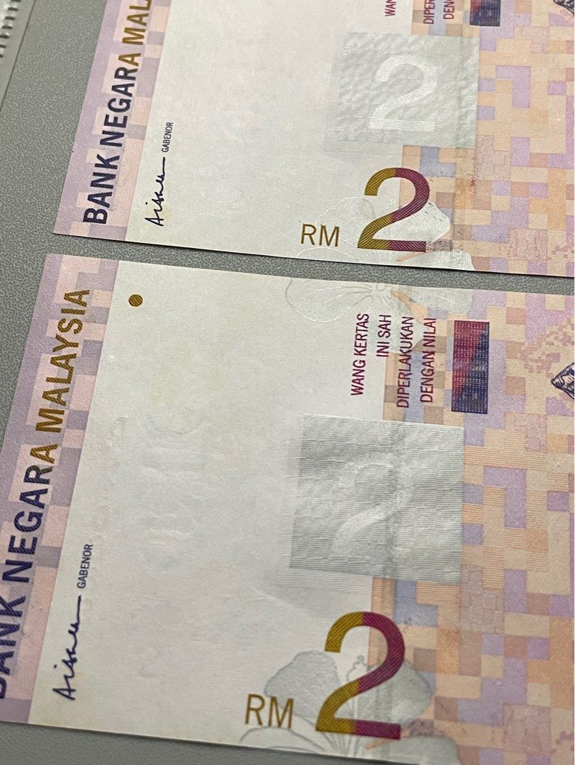 Malaysia 2pcs RM2 Ali Abul Hassan 9th series Last Prefix DJ running number duit lama banknote ...