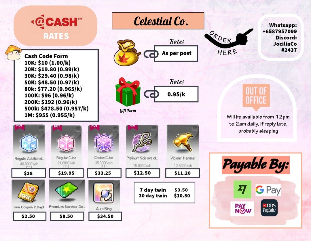 Maplesea Acash Codes, Video Gaming, Gaming Accessories, In-Game Products on Carousell