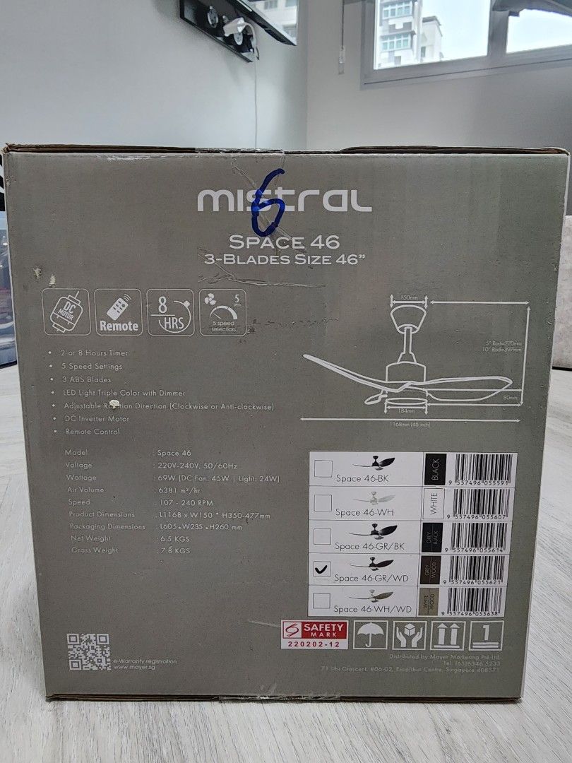 Mistral Space 46, Furniture & Home Living, Lighting & Fans, Fans on ...