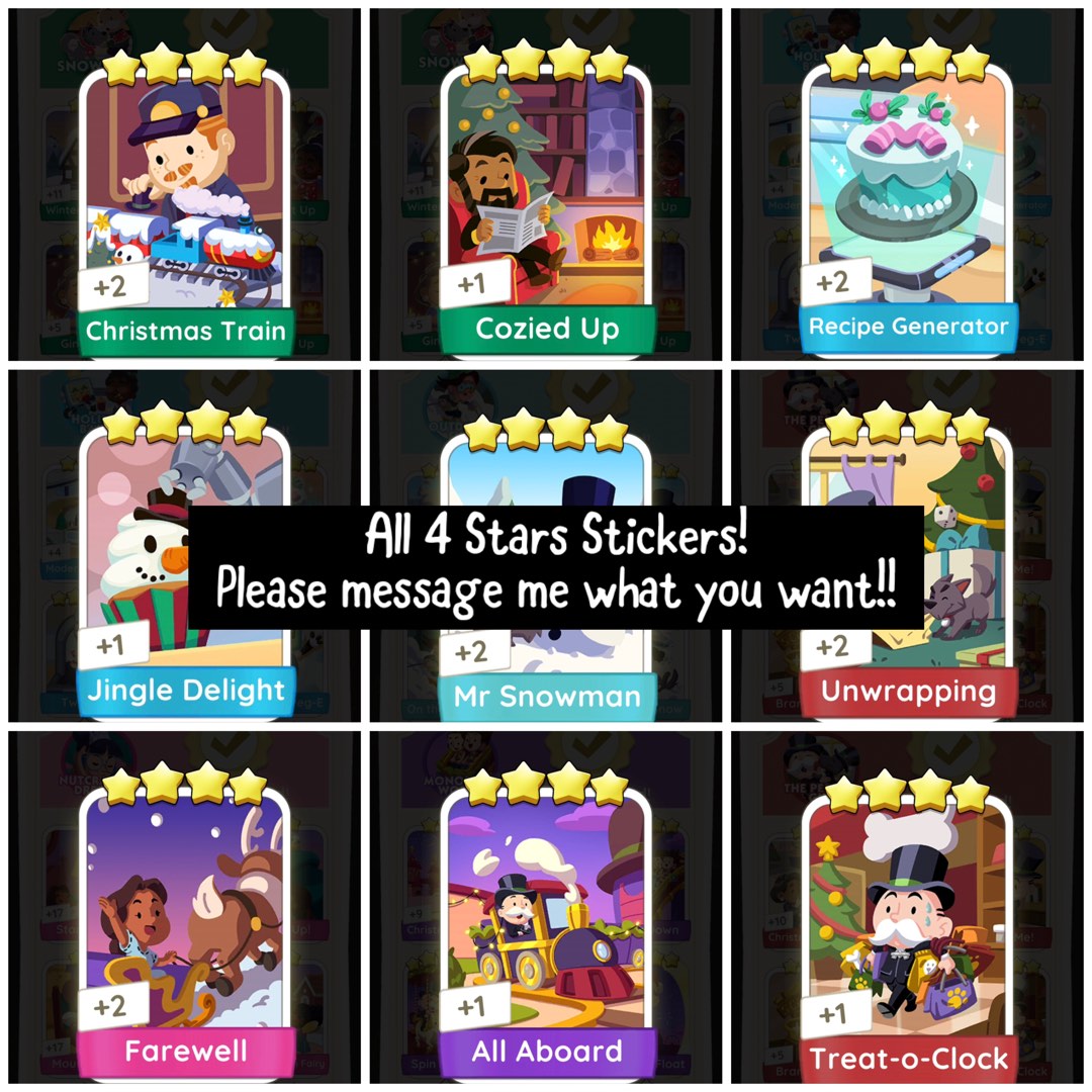 Monopoly Go All 4 Star Stickers!, Video Gaming, Gaming Accessories, In ...