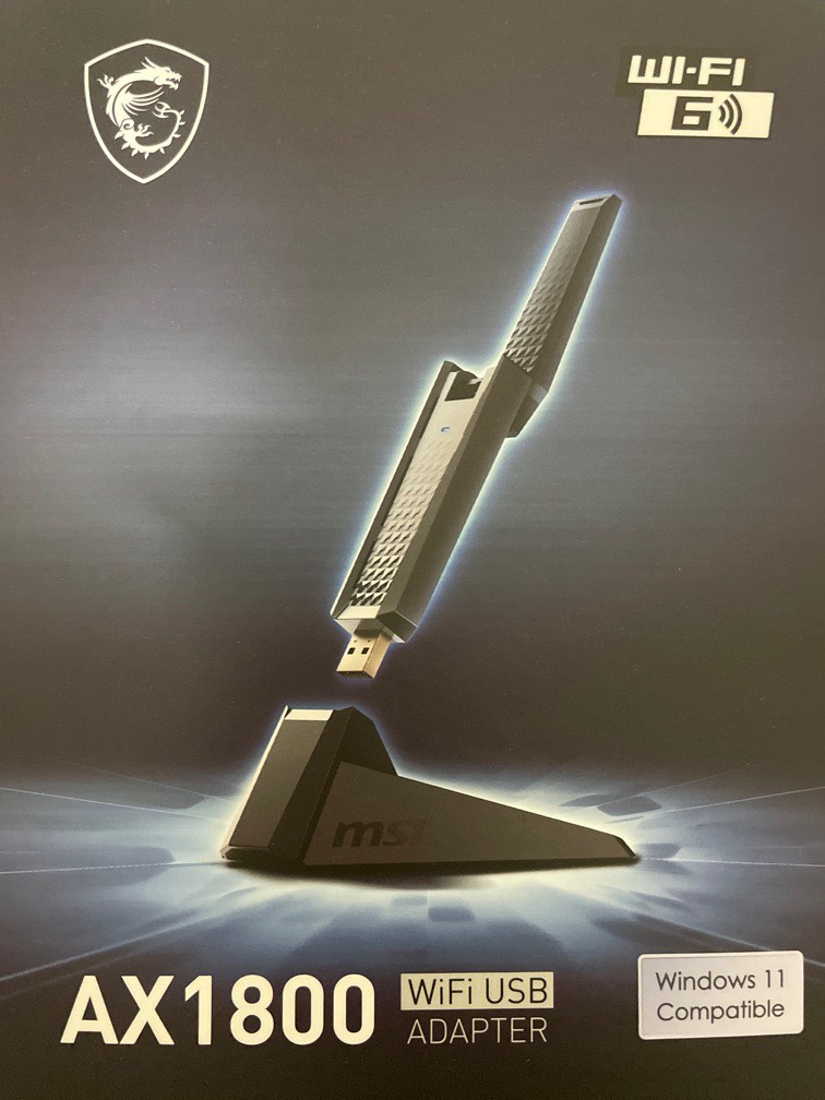 MSI AX1800 Wifi 6 USB Adapter wifi 6 接收器, 電腦＆科技, 電腦周邊及配件, Wifi及上網相關產品 ...