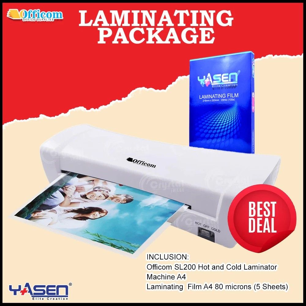 Officom A4 Laminator with 5 pcs A4 Laminating film, Computers & Tech ...