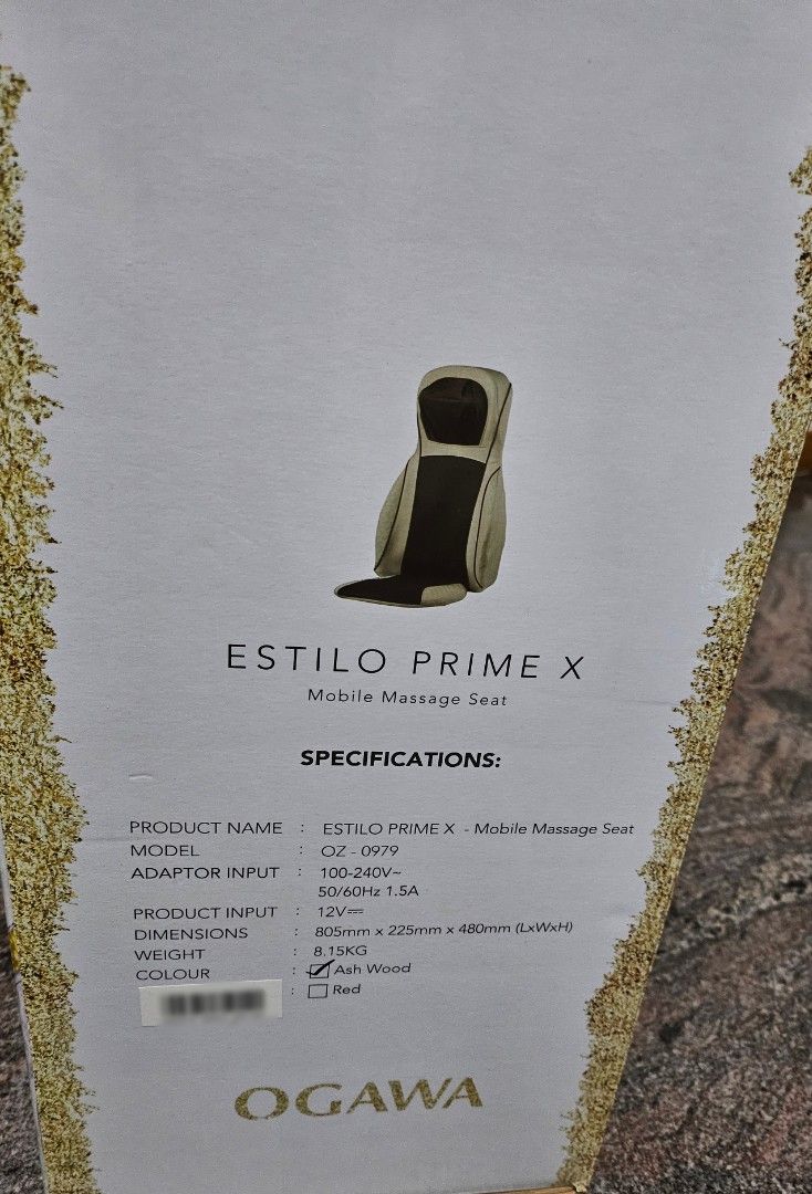 OGAWA Estilo Prime X - Neck & Back Massage Seat, Health & Nutrition ...