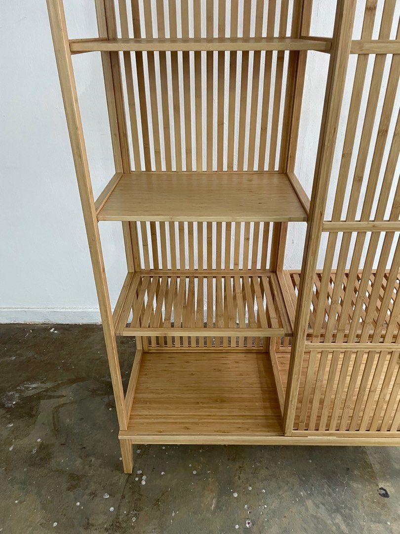 Open bamboo wardrobe with sliding door, Furniture & Home Living ...