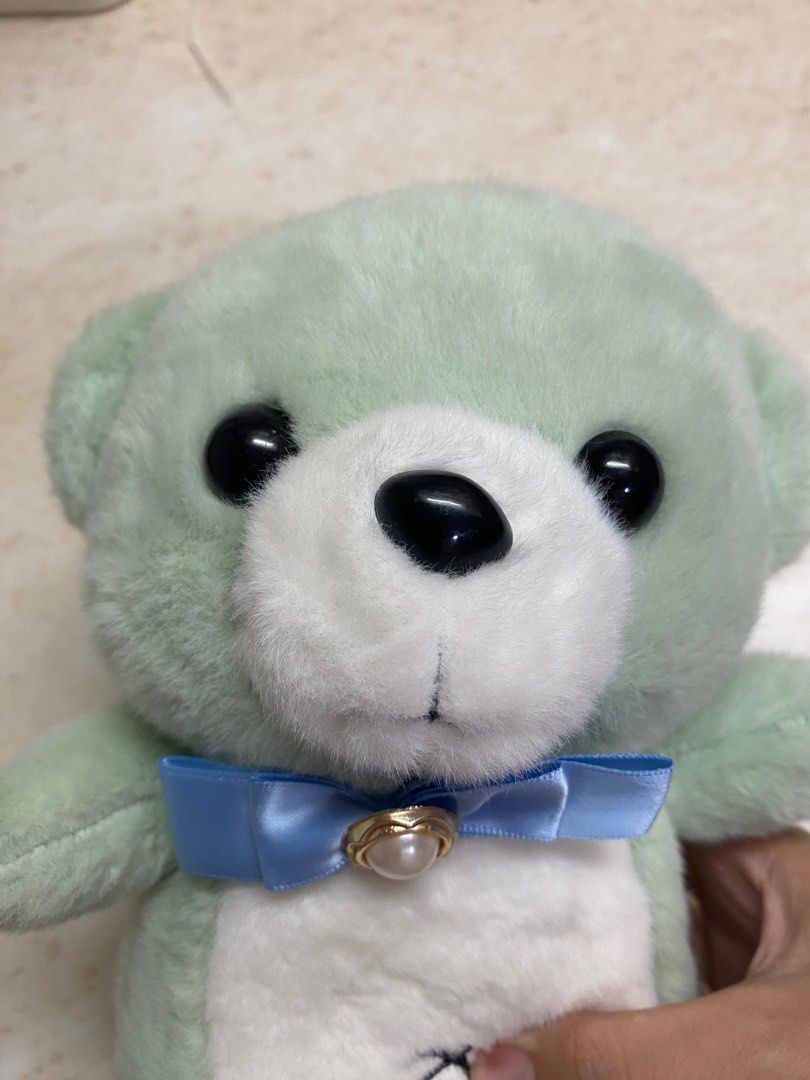 Pastel green soft toy bear, Hobbies & Toys, Toys & Games on Carousell