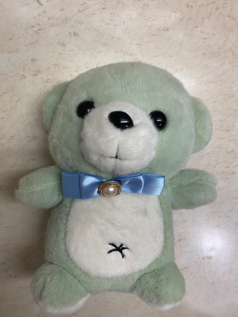 Pastel green soft toy bear, Hobbies & Toys, Toys & Games on Carousell