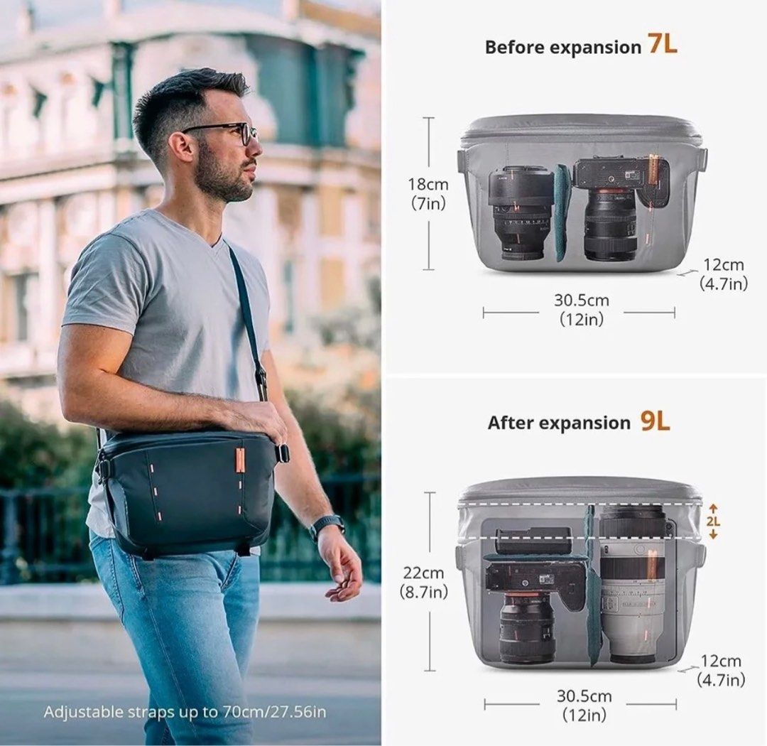 Pgytech OneMo Sling Camera Bag 7L Space Black, Photography, Photography ...